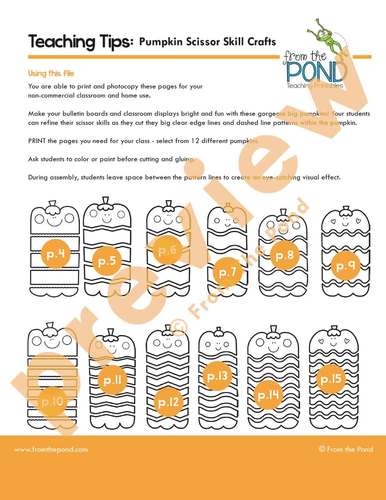 Pumpkin Scissor Skill Crafts by From the Pond | TPT