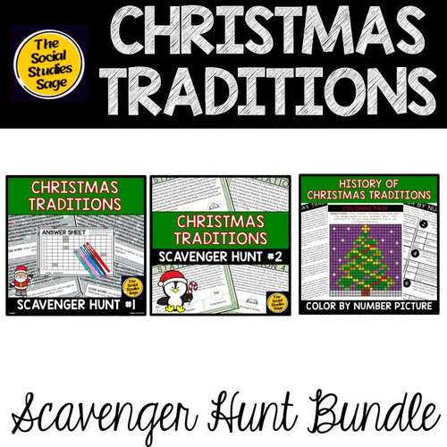 Christmas Traditions Scavenger Hunt Bundle - Reading Comprehension ...