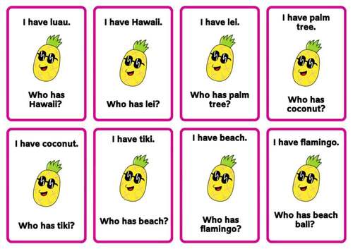 Luau Party I Have Who Has Hawaiian Beach Party Game by Ladybug Lane ...
