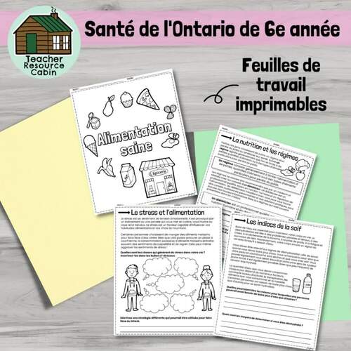 Grade 6 Ontario FRENCH HEALTH Workbooks by Teacher Resource Cabin