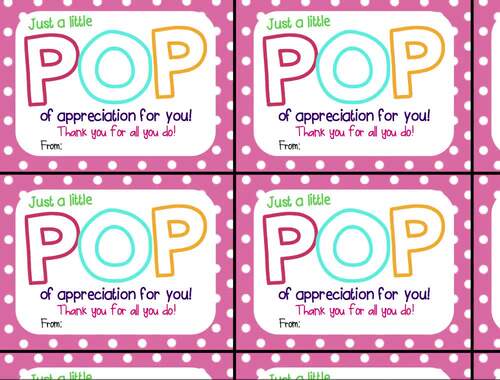 “A Little POP of Appreciation!” Gift Tags | Staff & Teacher ...