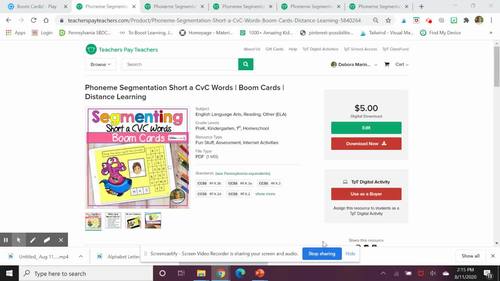 Segmenting Short Vowel Words | Boom Cards | Distance Learning | TPT