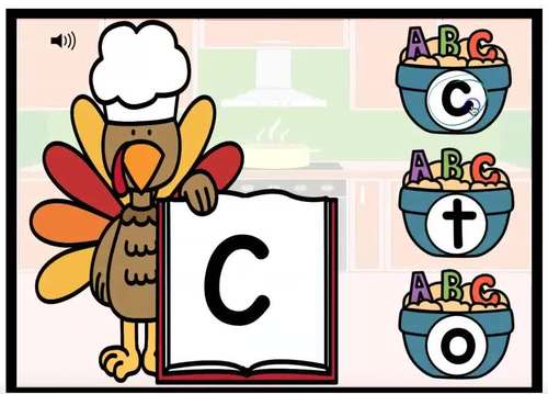 Thanksgiving Letter Matching Game Boom Cards by Suburban Teacher