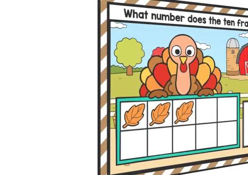 Thanksgiving Turkey Ten Frames - Boom Cards - Distance Learning | TPT