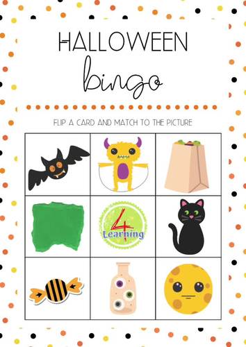Lovely Halloween Bingo to play with your Kids by 4 Learning Studio