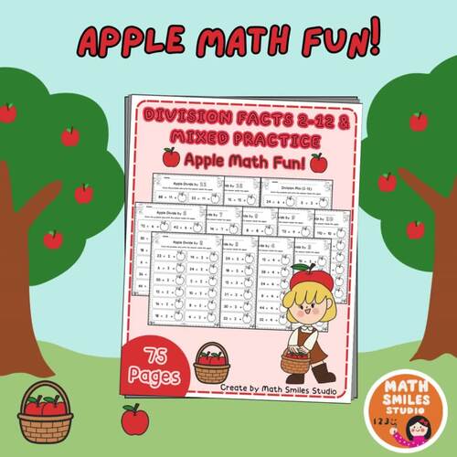 Apple Division Facts 2–12 + Mixed Practice | Fall Math Fun 3rd–4th Grade