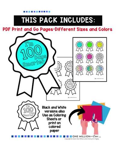 100 Days Smarter Badges and Pendants-100th Day of School Celebration