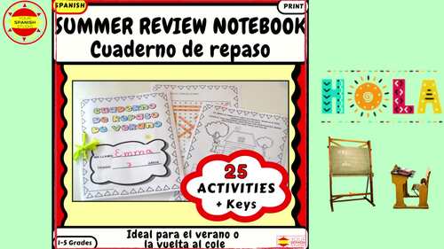 Spanish review notebook 25 activities Cuaderno de repaso Primaria