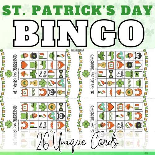 St. Patrick's Day BINGO Cards, March Saint Patrick's Activity, BINGO ...