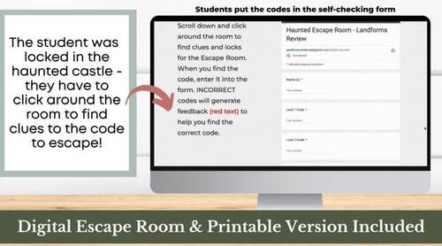 Geography Landforms and Bodies of Water Review Halloween Escape Room