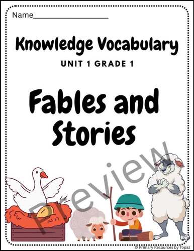 CKLA-Aligned 1st Grade Vocabulary Cut and Paste Activities | Unit 1: Fables