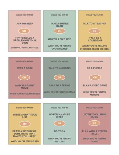 'Would You Rather' Self-Discovery Edition, Printable Cards for Kids