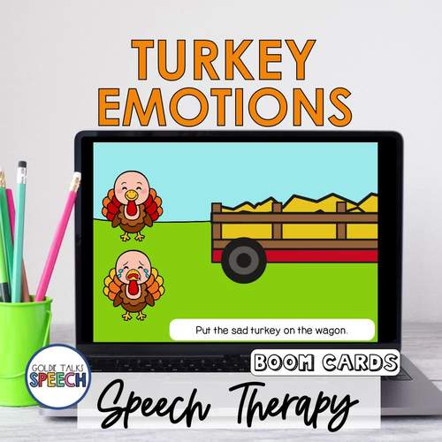 Turkey Emotions Hay Ride Boom Cards | Speech Therapy by GoldieTalks Speech