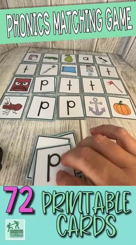 Kindergarten literacy centers and morning work phonics matching game