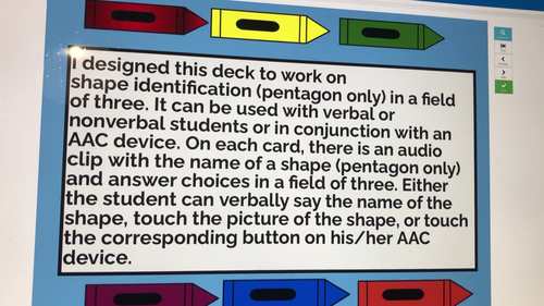 SPEECH THERAPY/ABA/AAC BOOM CARDS™: ID PENTAGON SHAPE - FIELD OF 2, 3, 4