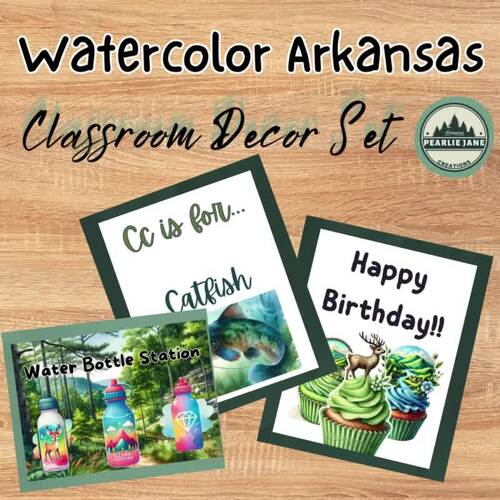 Arkansas Watercolor Classroom Decor Bundle by Pearlie Janes Creations