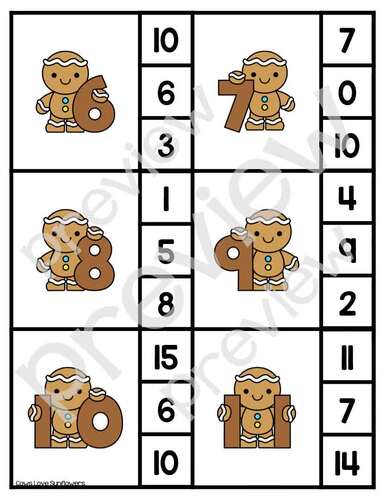 Gingerbread Clip Cards 0 to 20 - Number Recognition With Practice ...