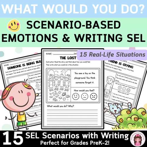 Scenario-Based SEL Worksheets with Writing Prompts for K–2 Students