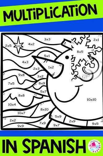 SPANISH Winter Math Coloring Pages - Multiplication Color by Number ...