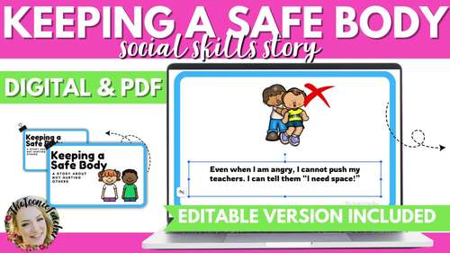 Safe Body and Safe Hands Social Skills Story- Keeping My Hands to ...