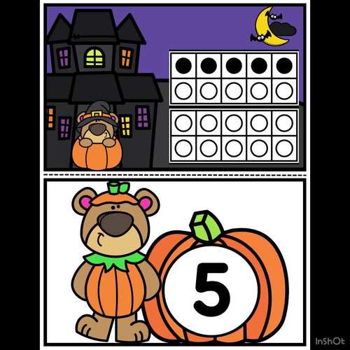 Halloween Pumpkin Bear Number Matching Cards | Numbers 0–20 with Frames