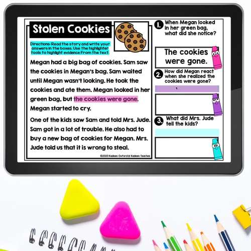 Digital Reading Comprehension Text Evidence for Beginners-NOVEMBER Boom ...