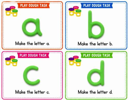 Play Dough Lowercase Letter Task Cards | Fine Motor Alphabet Activity