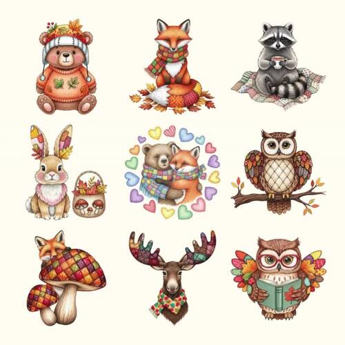 Woodland Fall Friends PNG • 18 Digital Clipart Files • Transparent ...