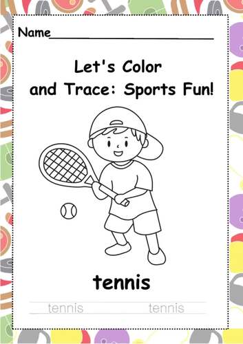 Let’s Color and Trace – Sports Fun! Printable Worksheets for Kids ...