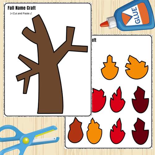 Fall Name Craft Tree & Leaves-Fall Activities-Autumn Craft Activity,Cut ...