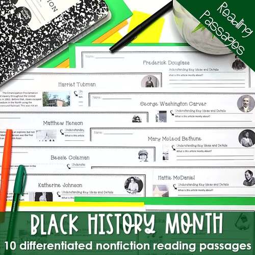Black History Month Nonfiction Reading Comprehension Passages and Questions
