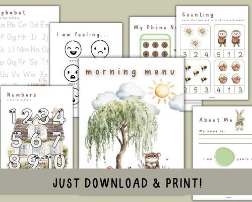 Woodland Summer Morning Menu: Preschool Learning Activities (PDF)