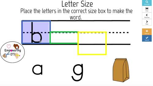 Occupational Therapy Teletherapy: Letter Size Sort to make a word! Boom ...