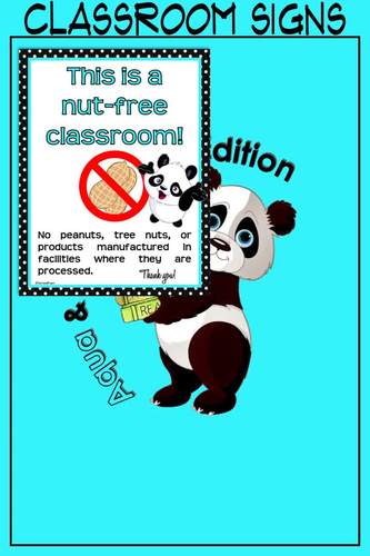CLASSROOM SIGNS Aqua Panda Theme Classroom Decor Classroom Management