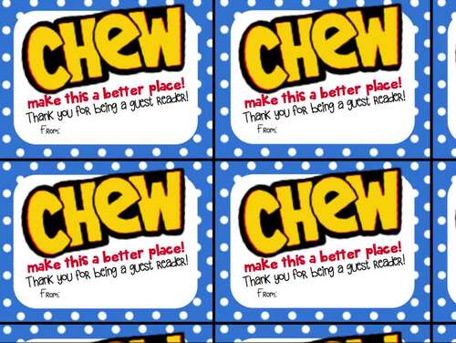 Chewy Granola Bars Guest Reader Appreciation Gift Tag- Chew make this a ...