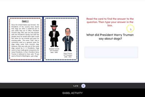 Presidents Pets Activity Scavenger Hunt with Easel Option by CarolJ ...