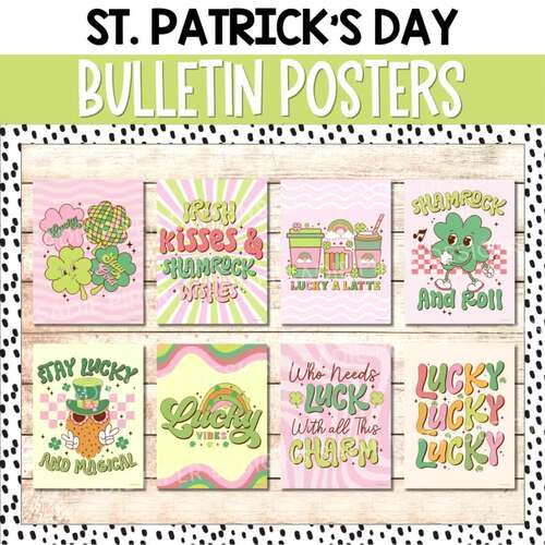 Groovy Retro St. Patrick's Day Bulletin Board Posters for March St ...