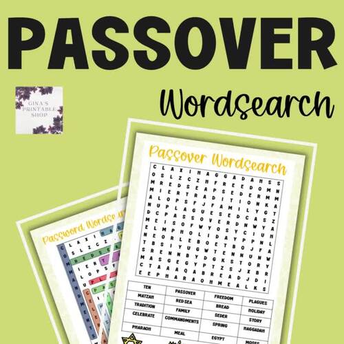 Passover Wordsearch Activity by GinasPrintableShop | TPT