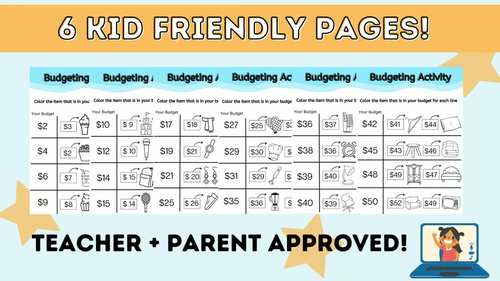 Budgeting Activity for Kids, Budget Worksheet, Money Management ...