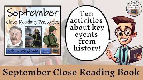 September Close Reading Comprehension Activity Book | 5th-6th Grade