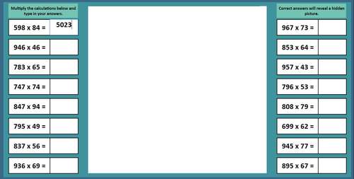 Mystery Digital Pixel Art NO PREP - Panda 3-digit by 2-digit Multiplication