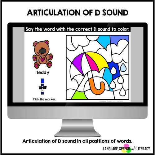 Spring Boom Cards™ Speech Therapy | Articulation of D Sound | Color ...