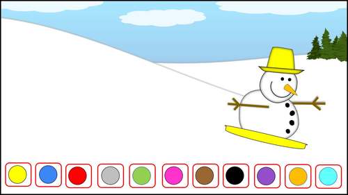 Colorful Snowman Sledding | Color ID | Autism AAC | Core Vocabulary