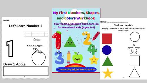 My First Numbers, Colors & Shapes Workbook | Preschool & Kindergarten ...