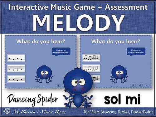 Solfege | Sol Mi Interactive Melody Game + Assessment {Dancing Spider}