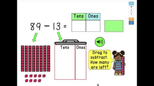 Boom Cards Subtract 2 Digit Numbers Without Regrouping Using Base Ten ...