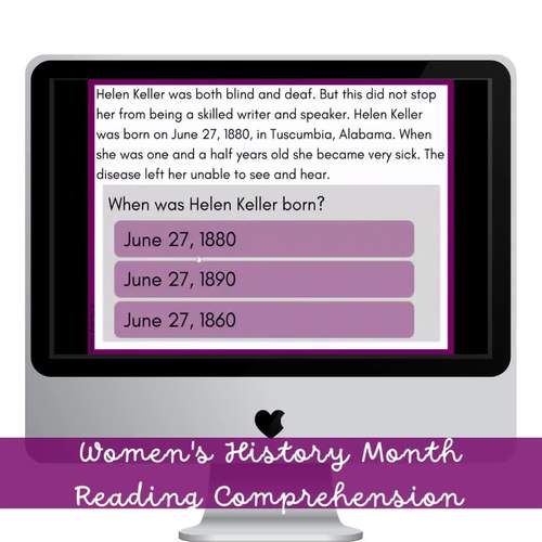 Women's History Month Biography Reading Passages set 2 Google Slides™