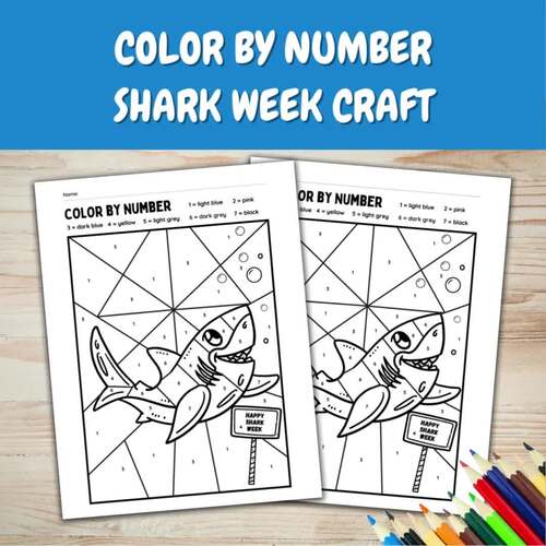 Shark Mystery Picture Color By Number Shark Week Activities Pre-k ...