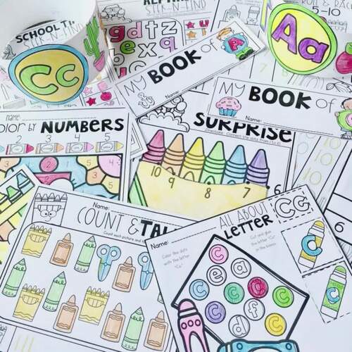 Back to School Math and Literacy Packet Kindergarten | August Printables