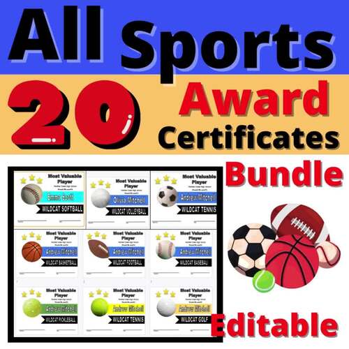 Sports Award Certificates Resource Bundle Coach School Athletics Tool ...